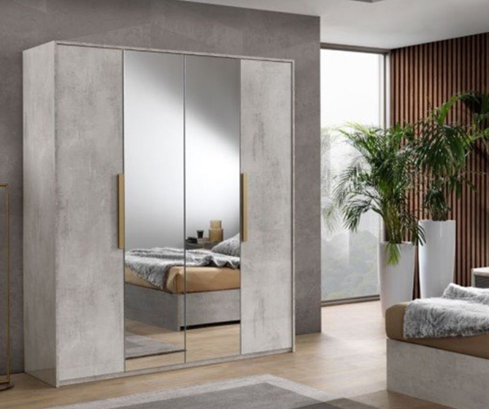 H2O Design Sole Grey Italian Bedroom Set with 4 Door Wardrobe